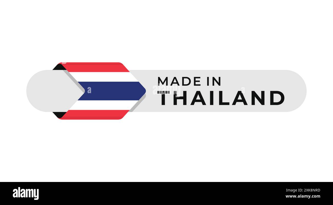Made in Thailand vector label with arrow flag icon and round frame. for ...