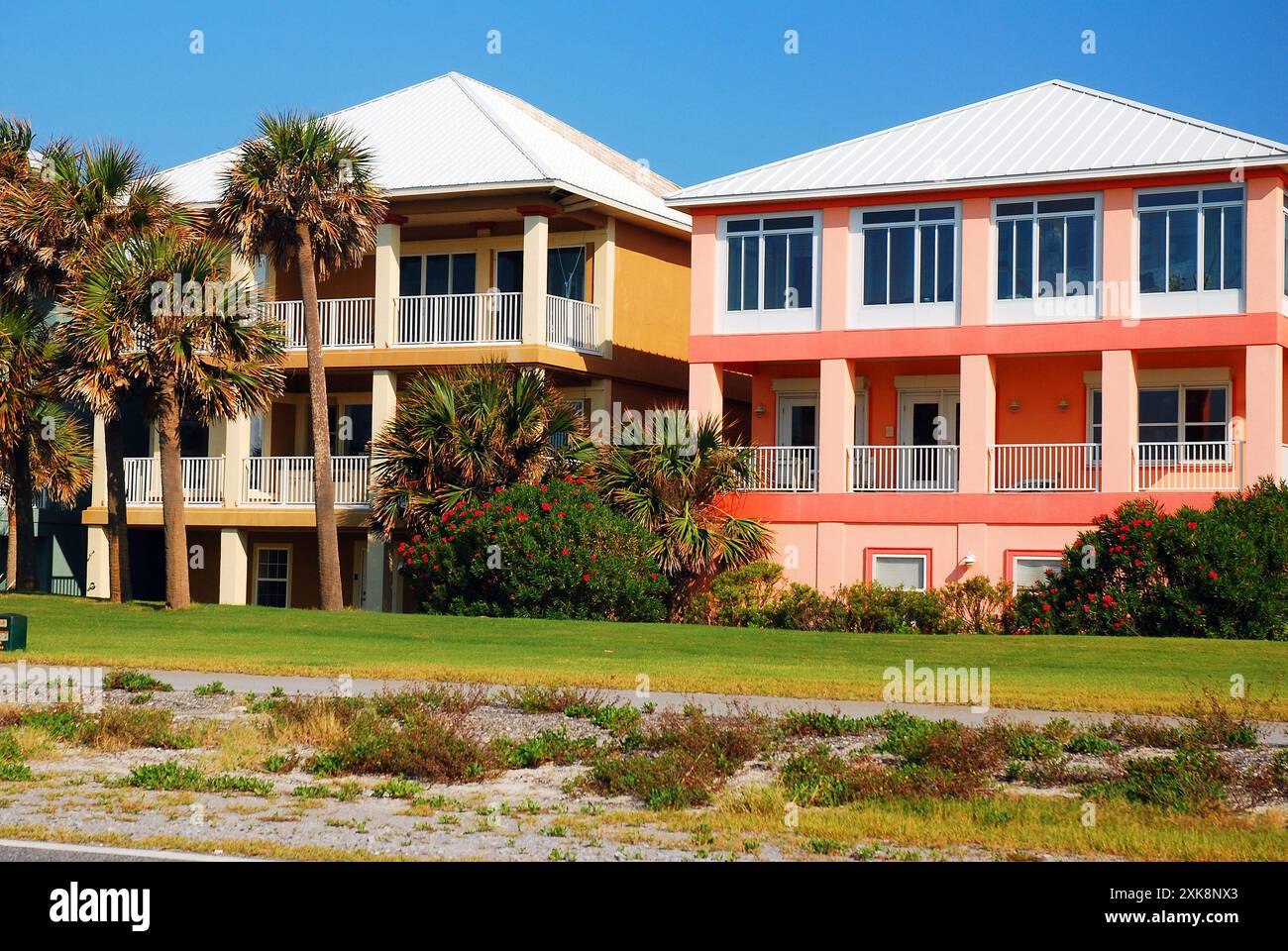 Colorful homes reflect the sunny feeling of the gulf shore in Pensacola ...