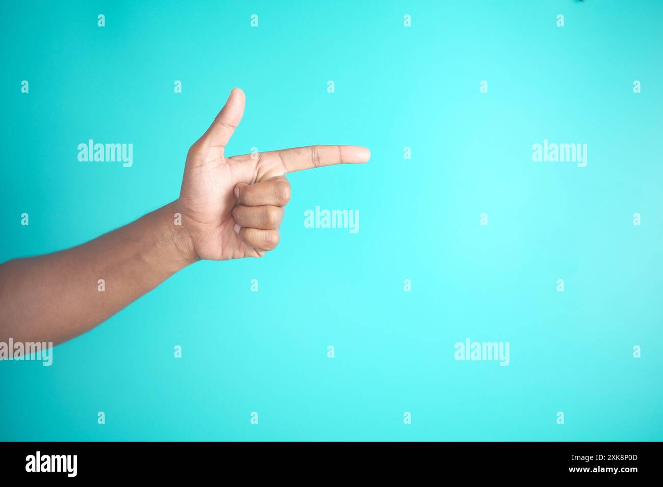 Hand Gesturing Finger Pointing on Blue Background with Minimalist Style ...