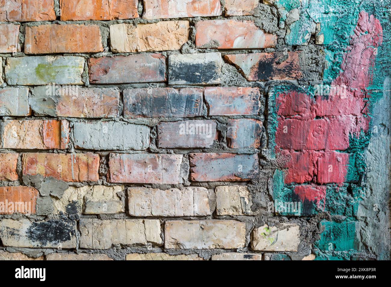 Texture Of An Old Crumbling Broken Brick Wall Close-Up Stock Photo - Alamy