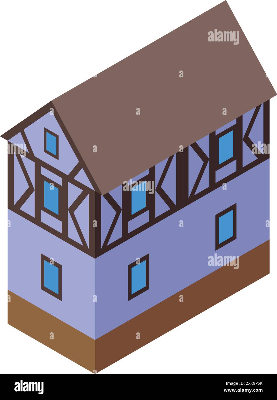 Isometric building with timber framing, representing traditional german ...