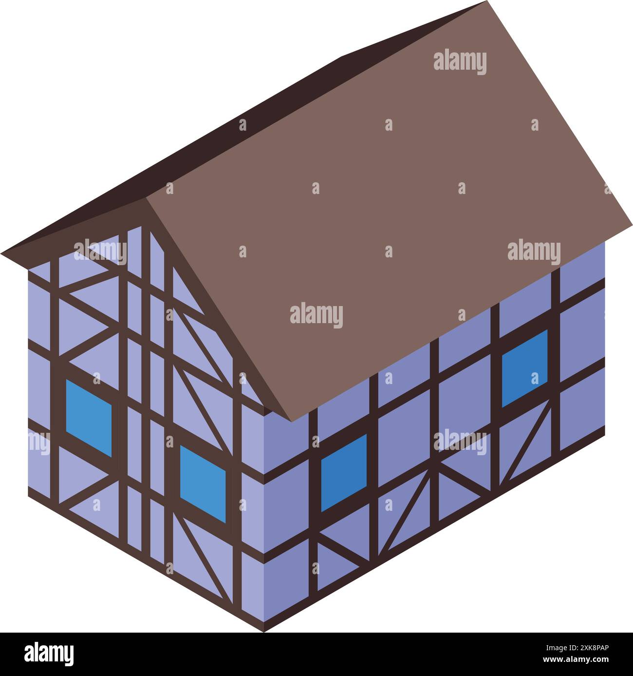 Isometric illustration of a traditional german fachwerk house with a ...