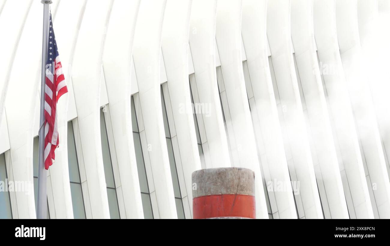 Steam vapor vented, New York City Church, Fulton street, orange vapour ...