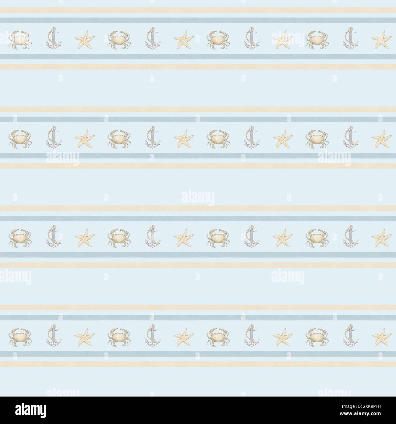 Seamless pattern with lines, crabs, sea stars and crabs Stock Photo - Alamy