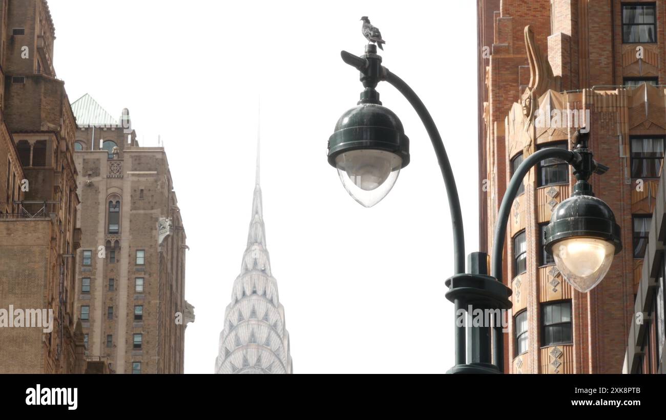 New York City Manhattan Midtown architecture. Chrysler building on 42 street, high-rise ...