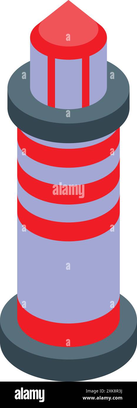 Isometric view of a red and white lighthouse, a beacon of safety for ...