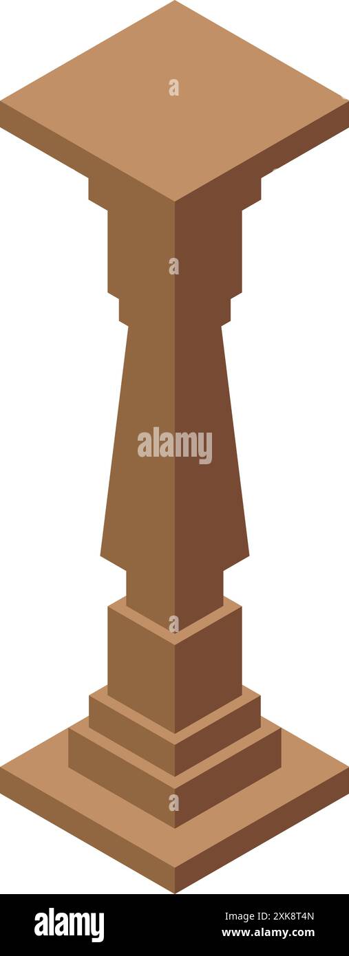 Isometric wooden column, supporting element in architecture Stock ...