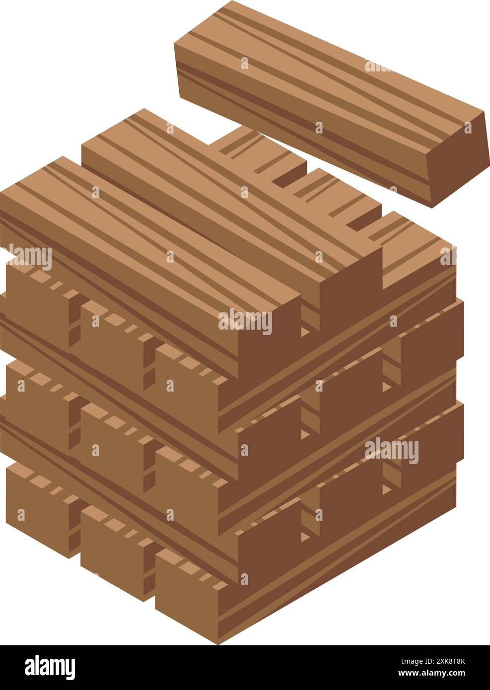 Stack of wooden planks is neatly arranged, ready for use in a ...