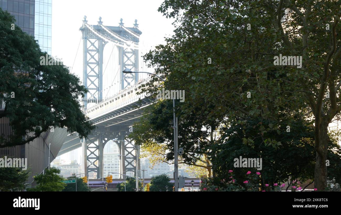 Manhattan Bridge to Brooklyn Dumbo. New York City symbol, USA travel ...