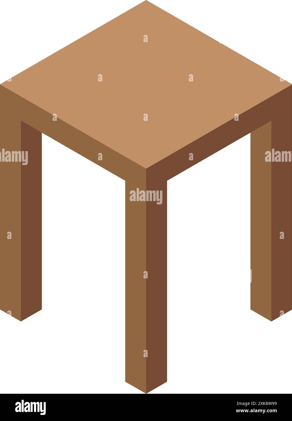 Simple brown wooden stool with square seat standing on four legs ...