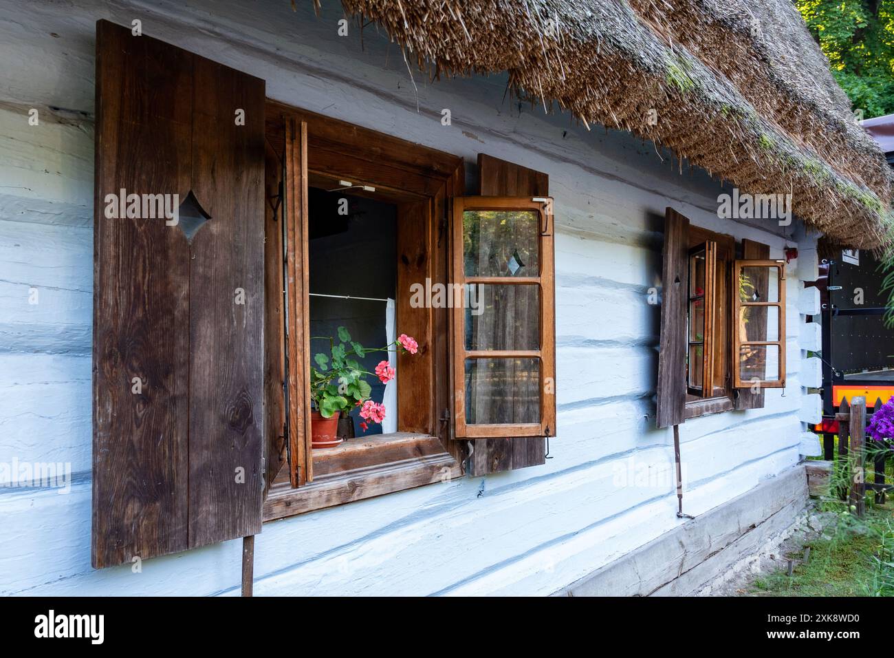 Lublin, Poland 09 July 2024 Old Polish cottage in the Open Air Skansen ...