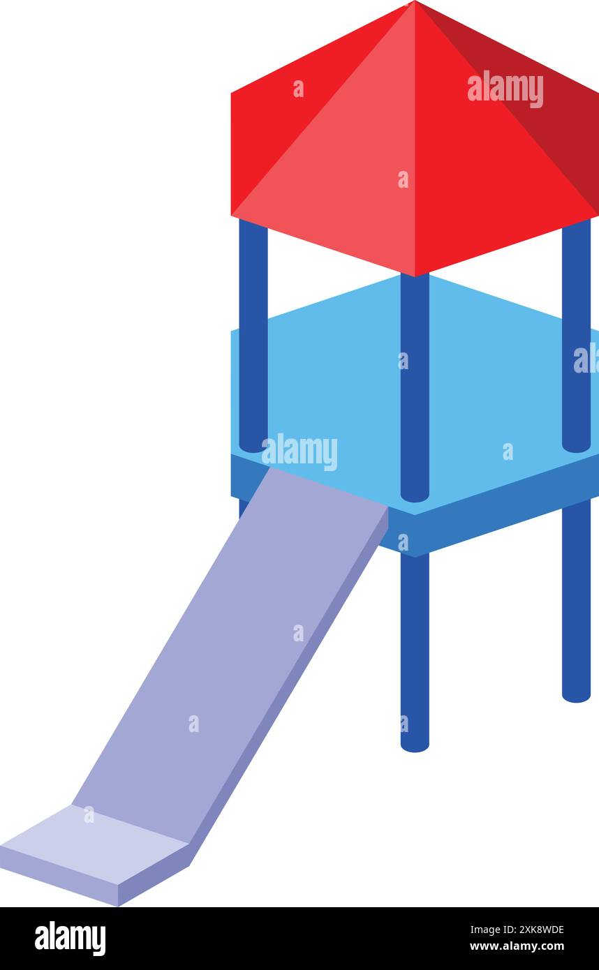 Colorful slide tower standing on a playground for children having fun ...