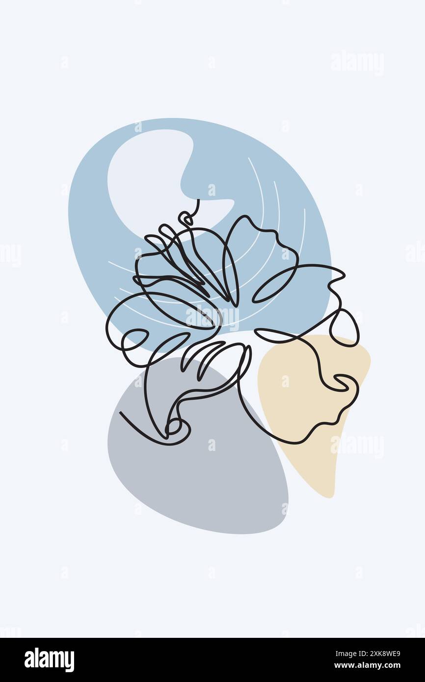 Hand drawn lily flower illustration. Abstract line continuous drawing ...