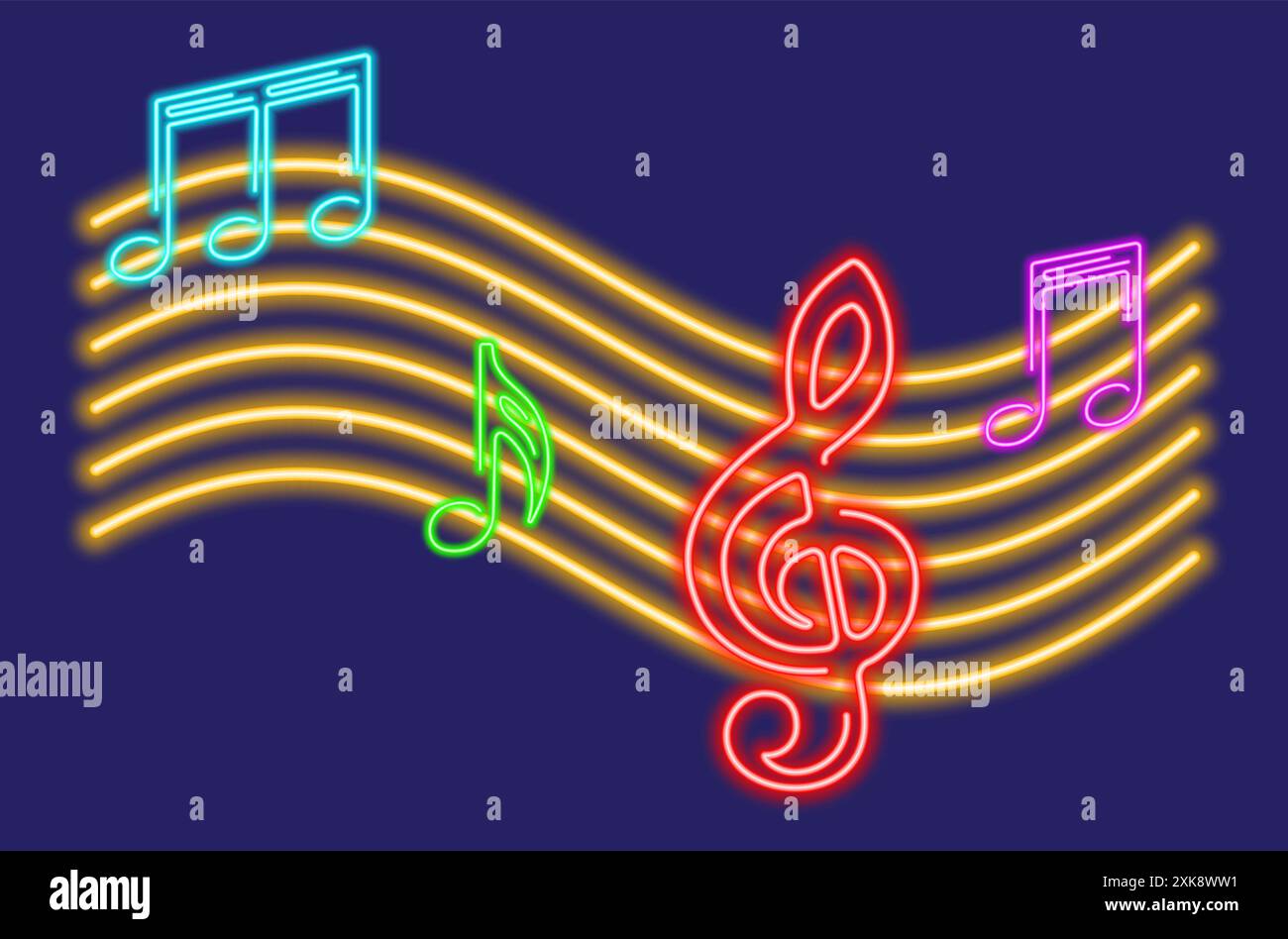 Music note neon light sign hi-res stock photography and images - Alamy