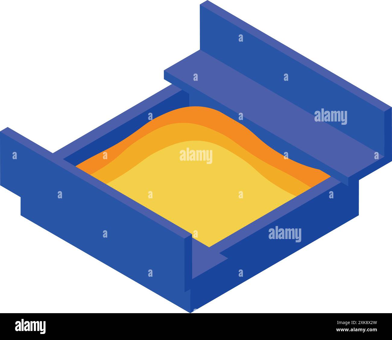 Blue sandbox filled with sand for children playing in isometric view ...