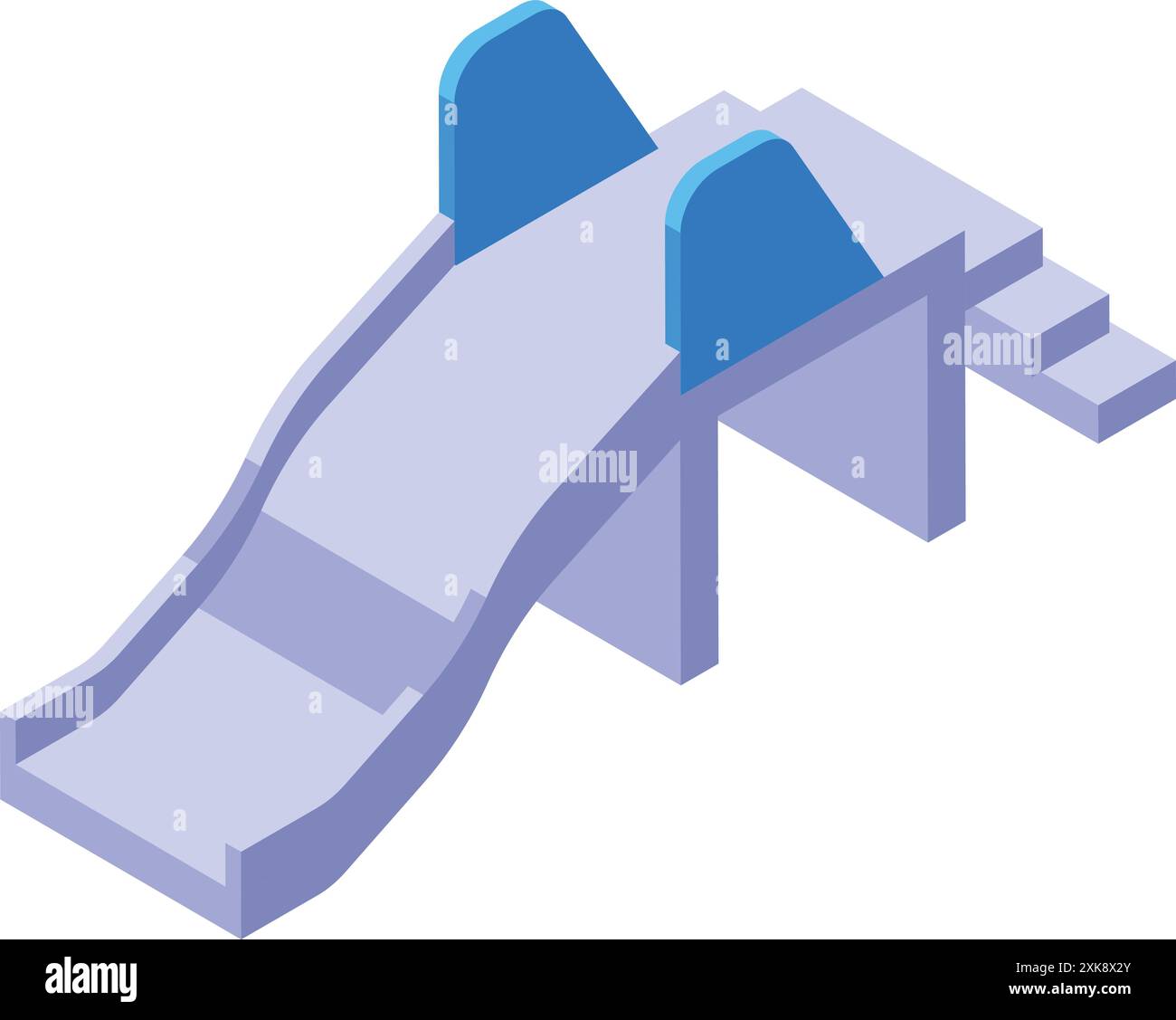 Playground slide with blue details on white background, isometric view ...