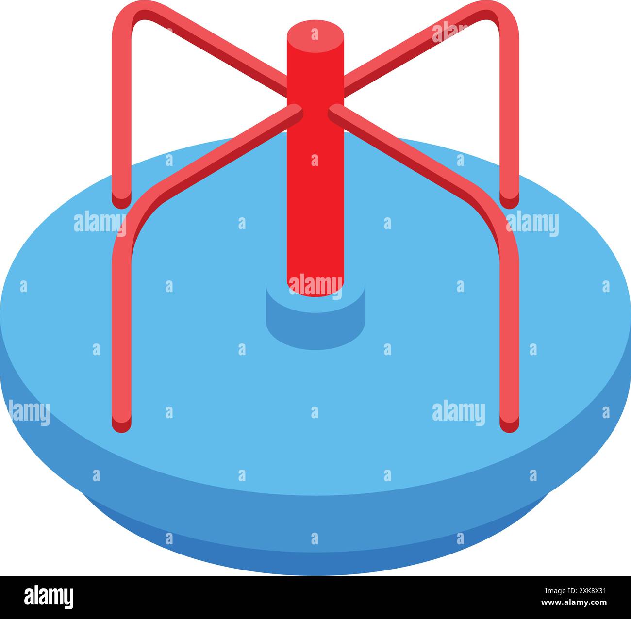 Blue and red roundabout standing still, perfect for illustrating fun ...