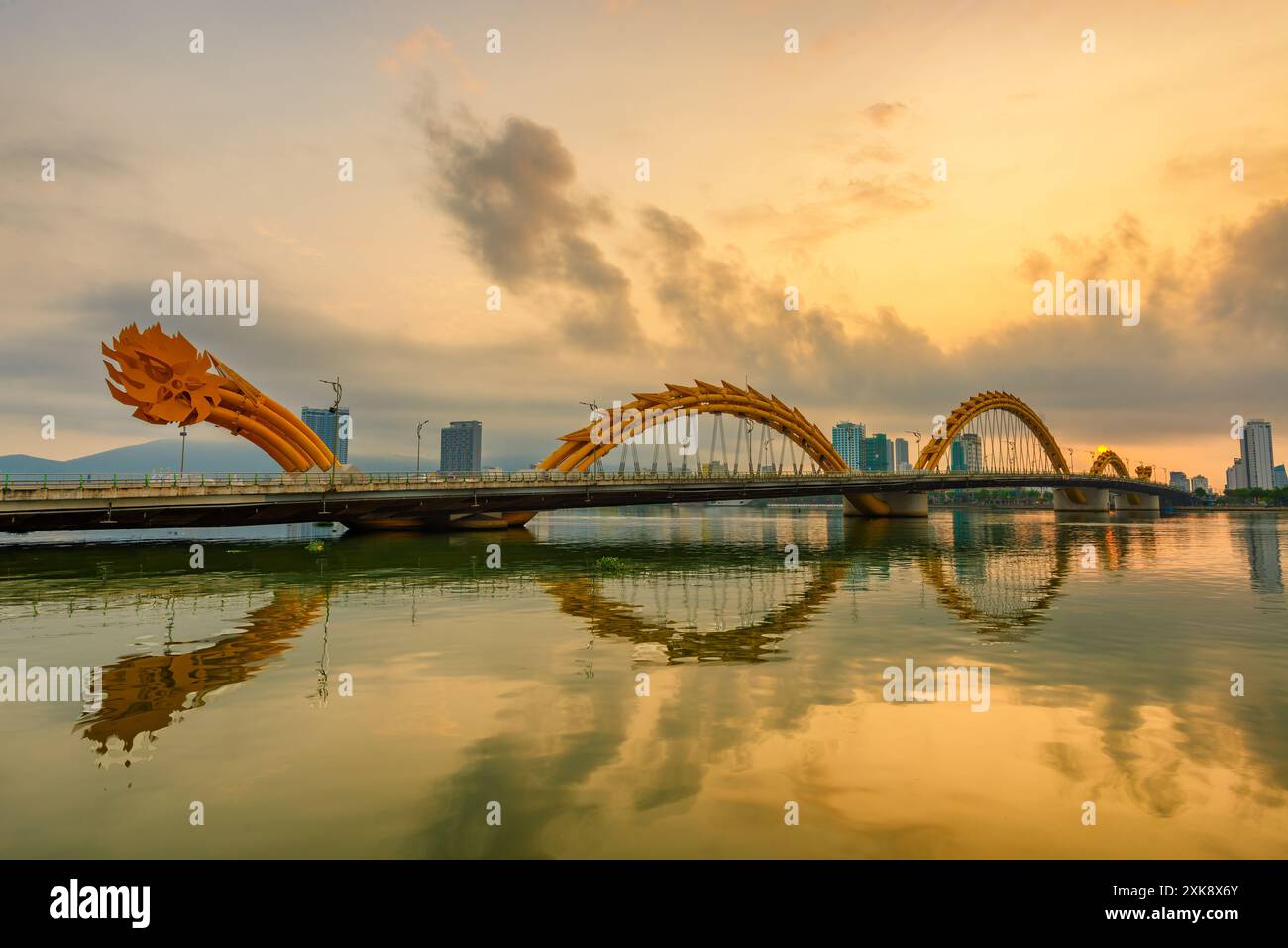 Danang Dragon bridge through Han river in Da Nang city in Vietnam ...