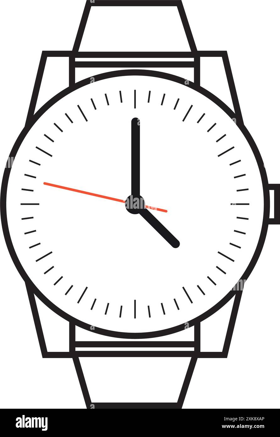 Vector wrist watch icon. Wristwatch hand clock illustration for men ...