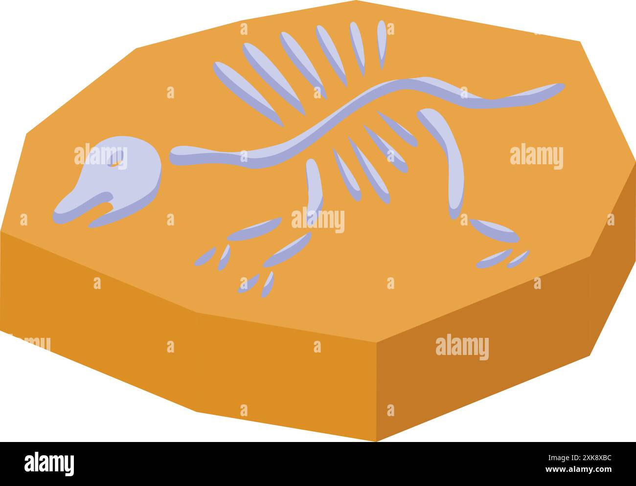 Dinosaur skeleton imprint fossil showing the prehistoric animal buried ...