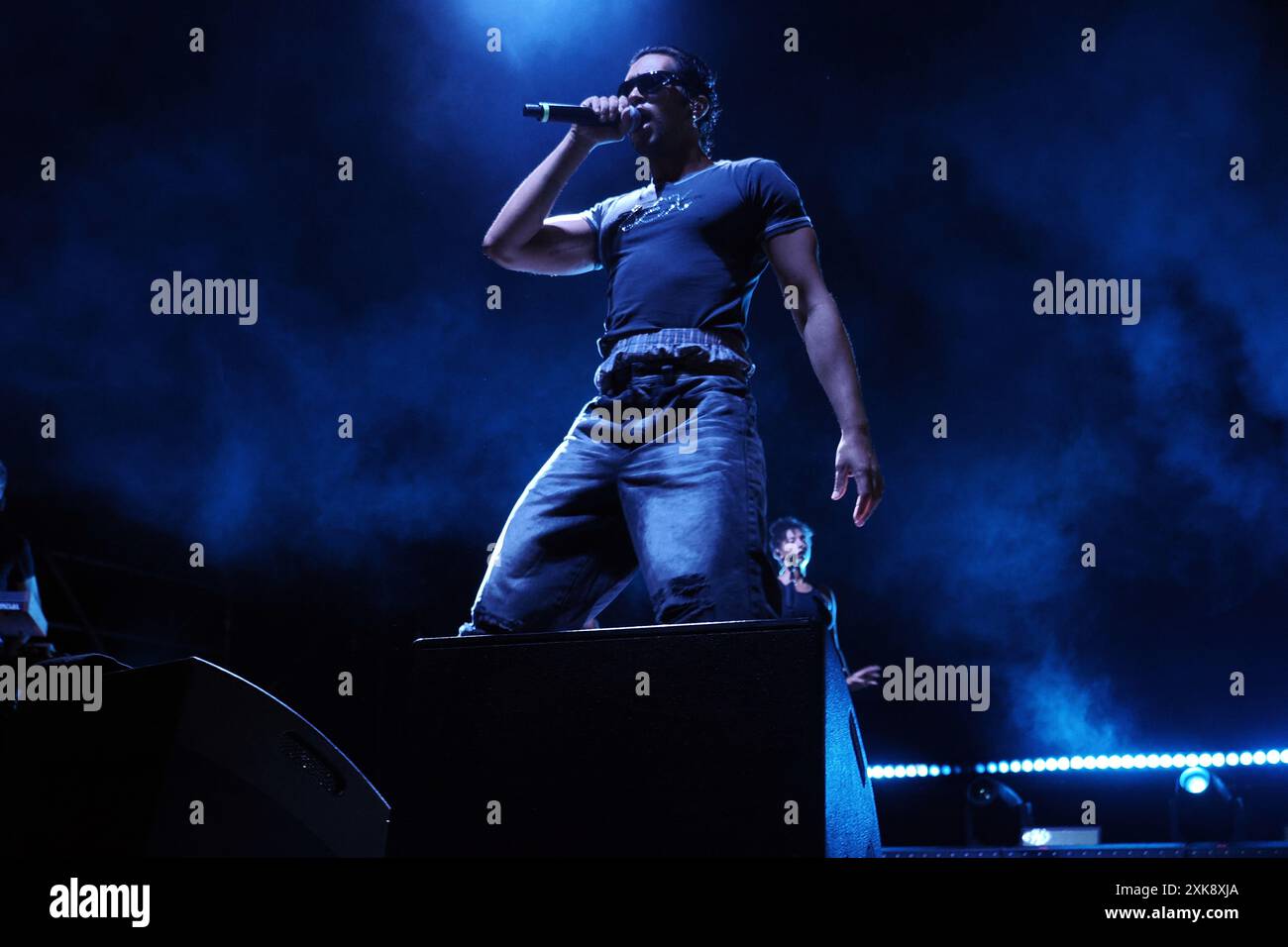 Italian-aegyptian singer Mahmood performing on stage during his summer ...