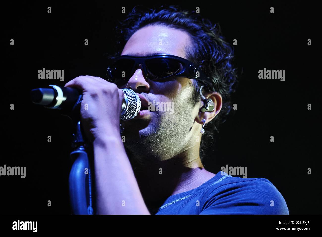 Italian-aegyptian singer Mahmood performing on stage during his summer ...
