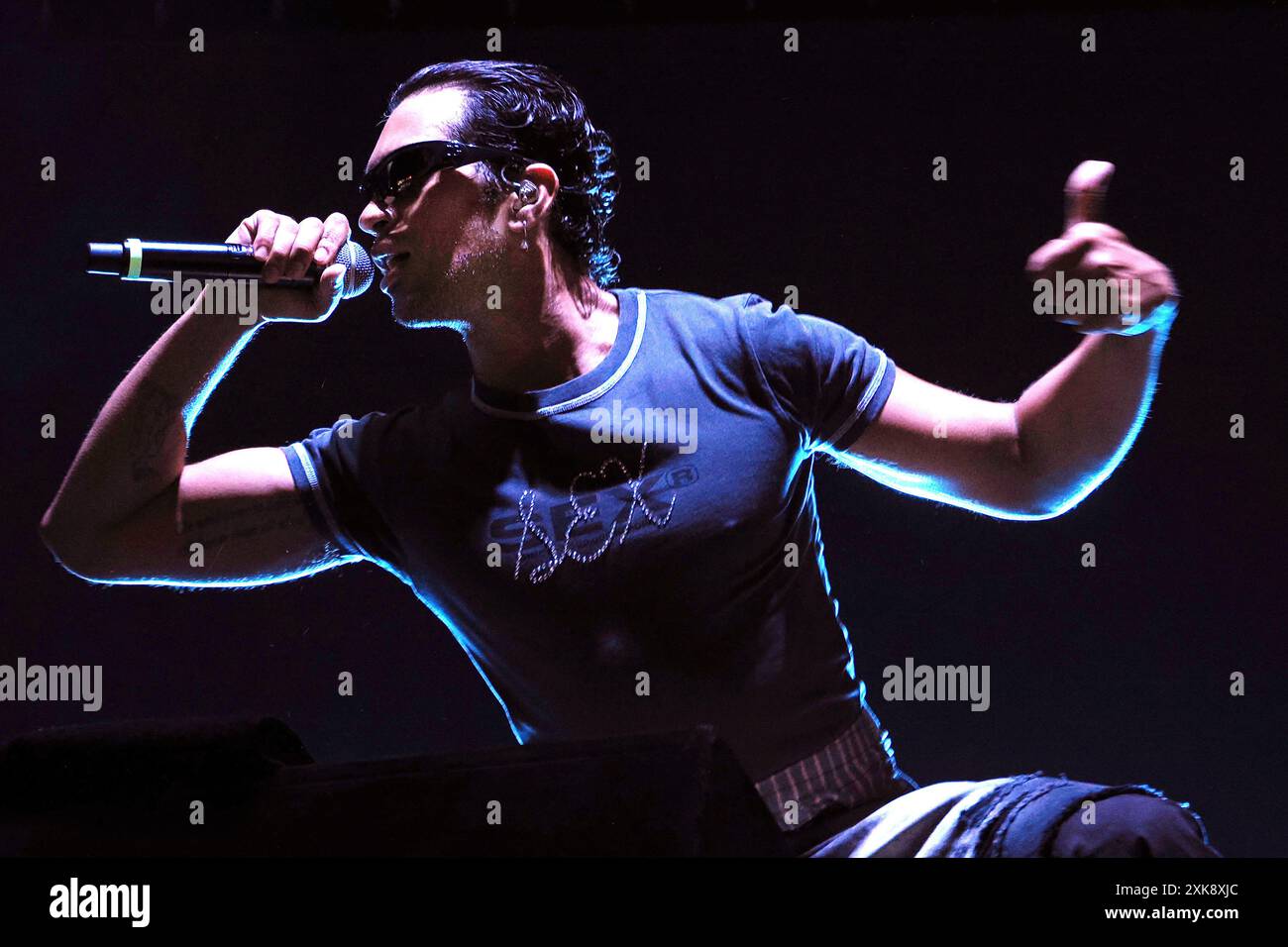 Italian-aegyptian singer Mahmood performing on stage during his summer ...