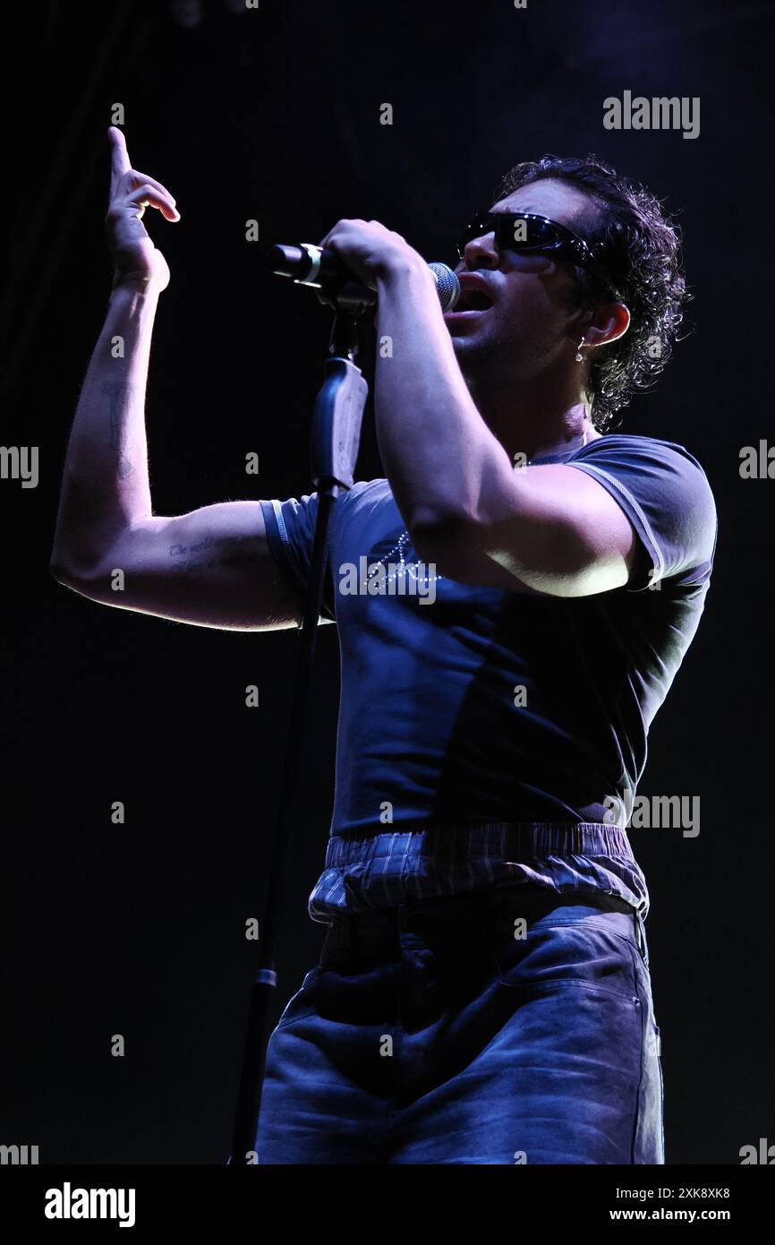 Italian-aegyptian singer Mahmood performing on stage during his summer ...