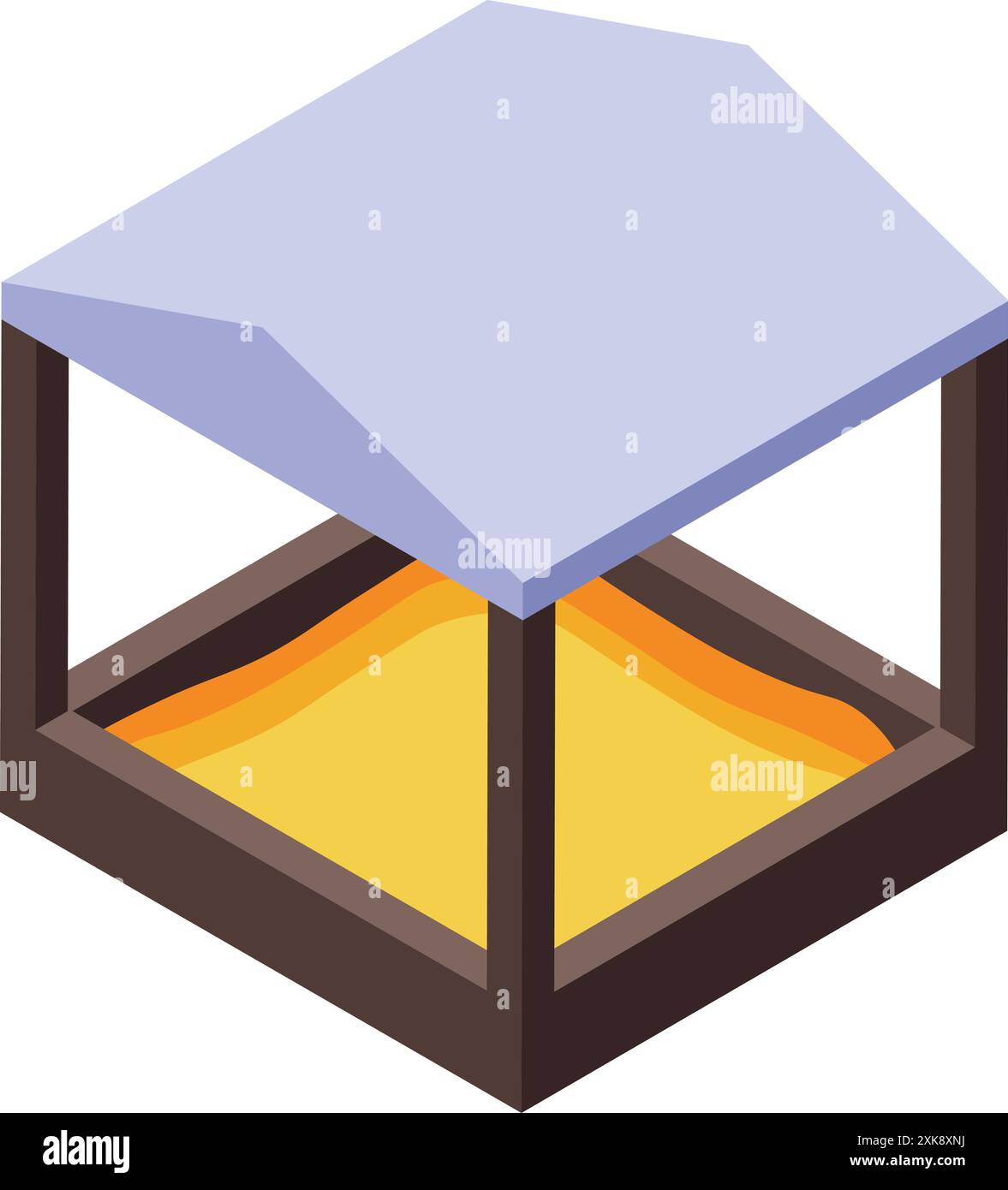 Sandbox with awning protecting from sun isometric illustration isolated ...