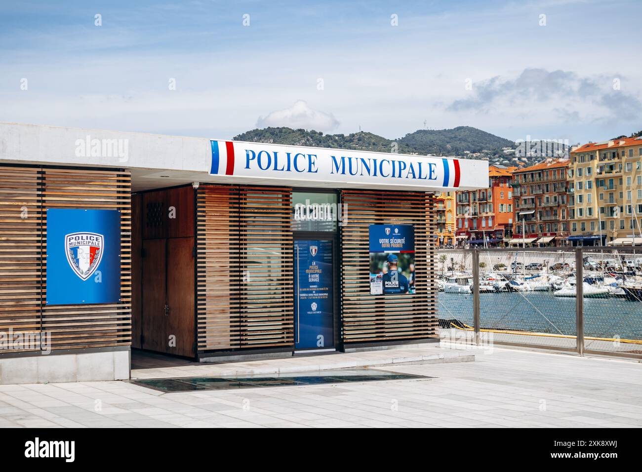 Nice, France - May 25, 2024: Police station at the port of Nice on the ...