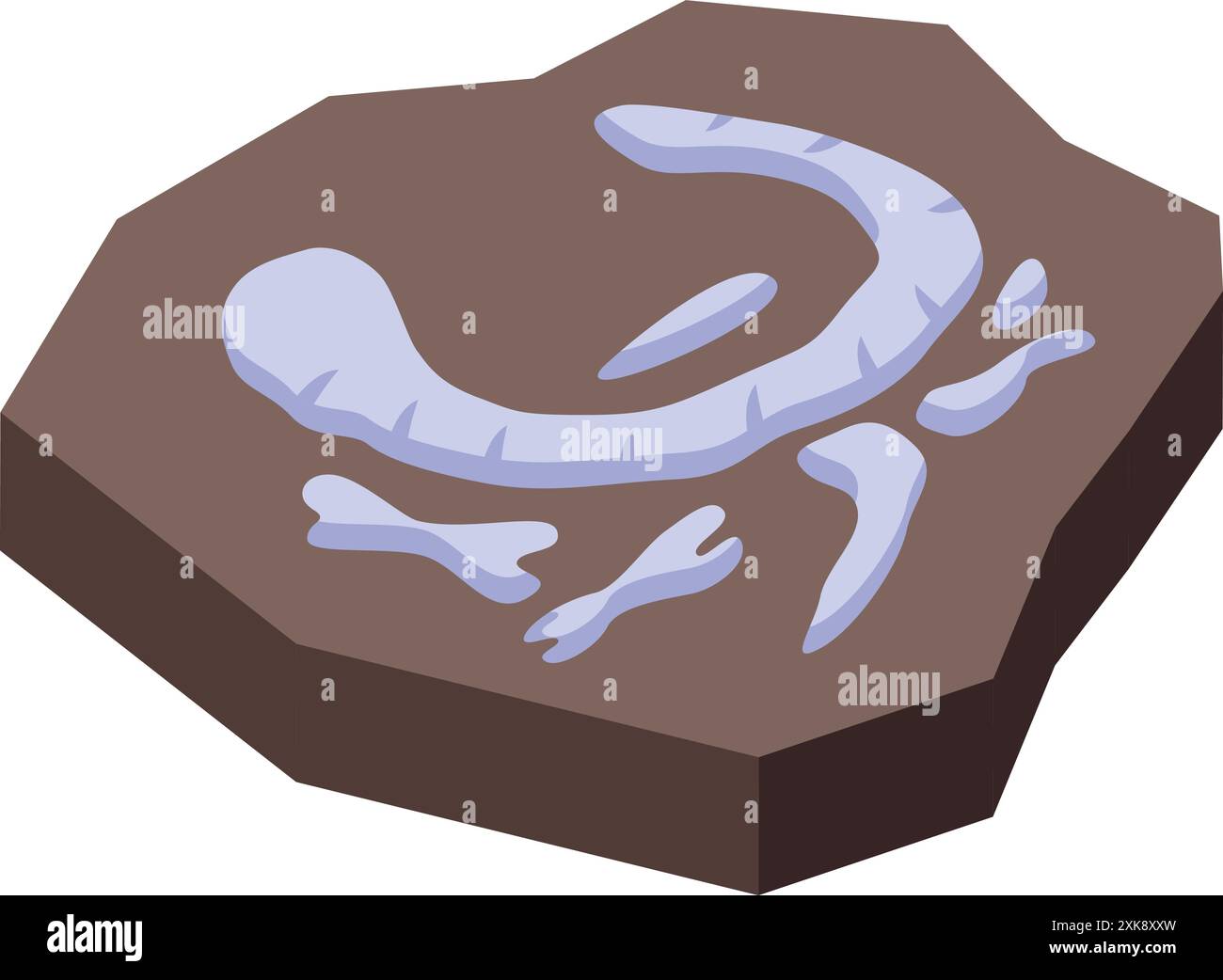 Archeology science concept with dinosaur skeleton imprint on stone ...