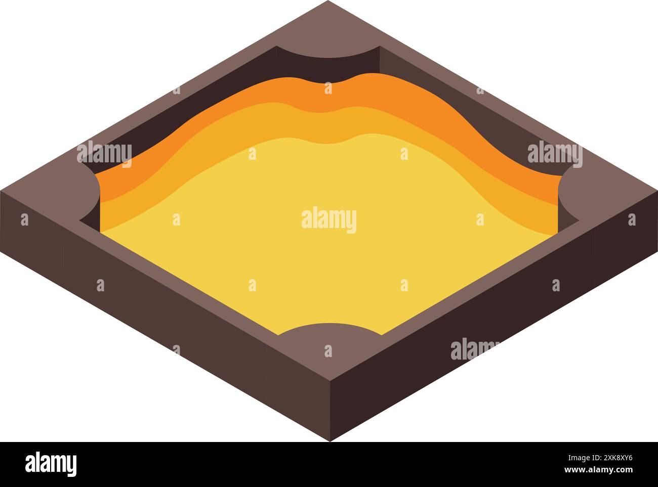 Square sandbox filled with yellow sand representing a fun play area for ...