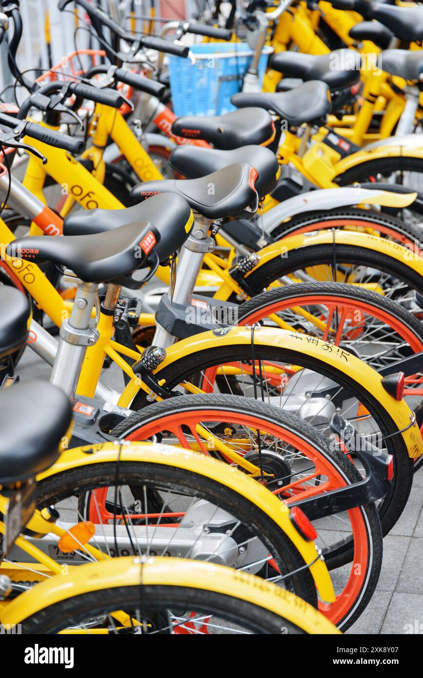 Bicycle bike row rent transportation hi-res stock photography and ...