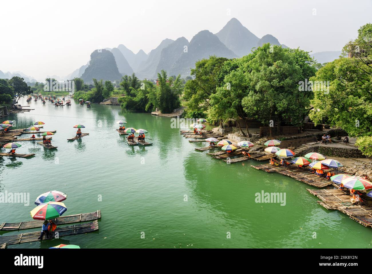 Tourist bamboo rafts on the Yulong River, Guilin, China Stock Photo - Alamy