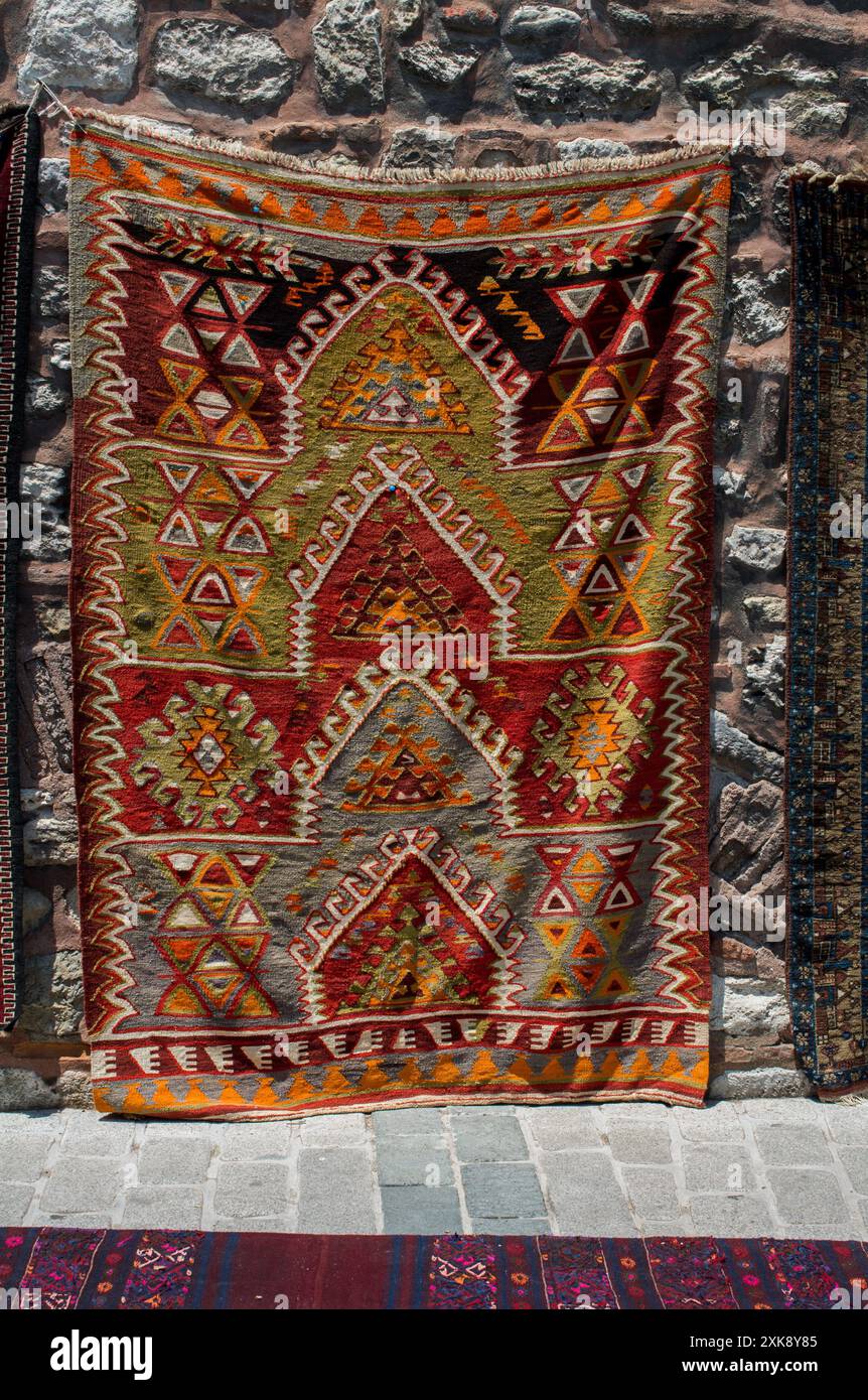Traditional Turkish hand made carpet and rugs Stock Photo - Alamy