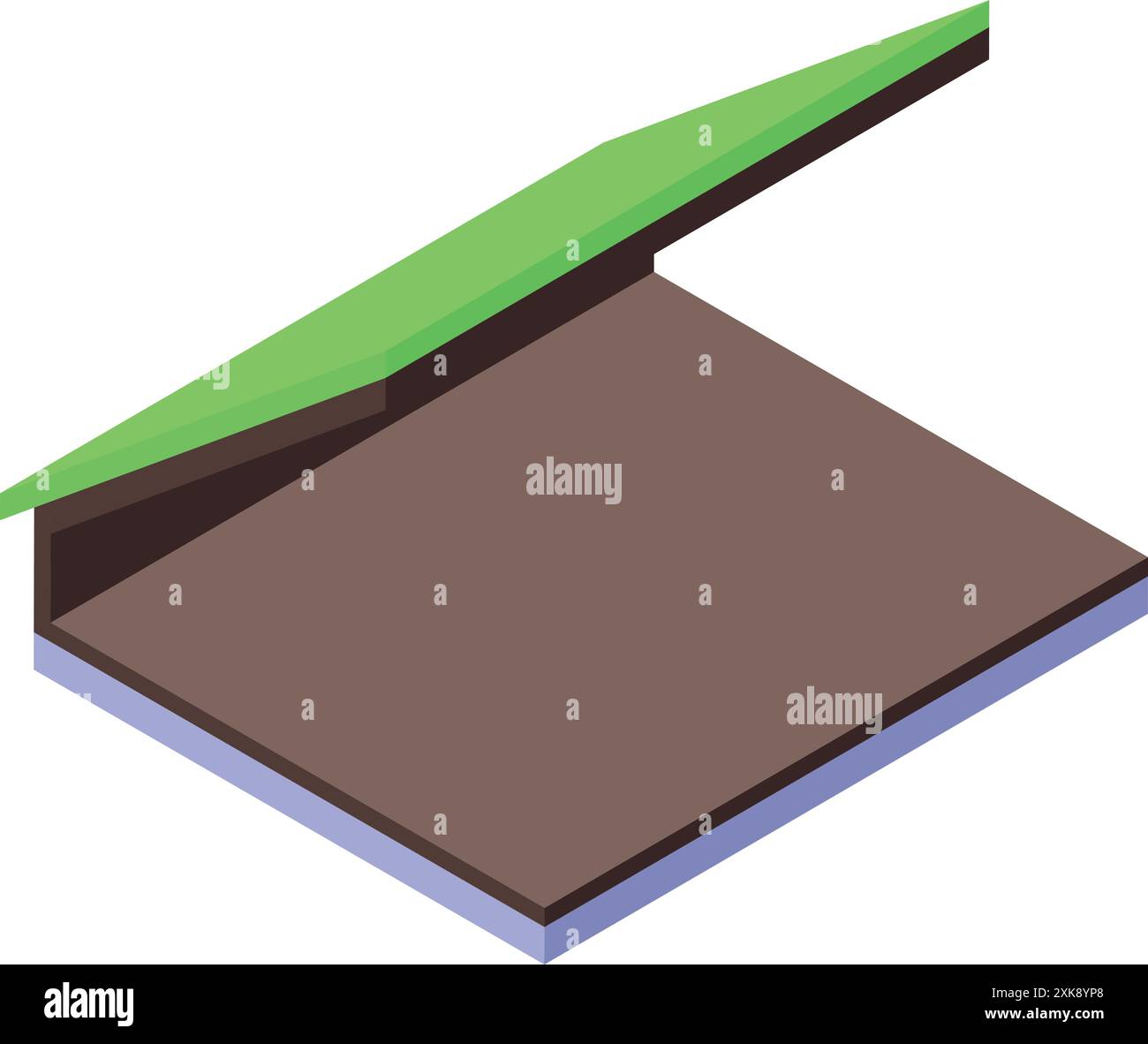 Isometric view of an empty ground area being protected by an eco ...