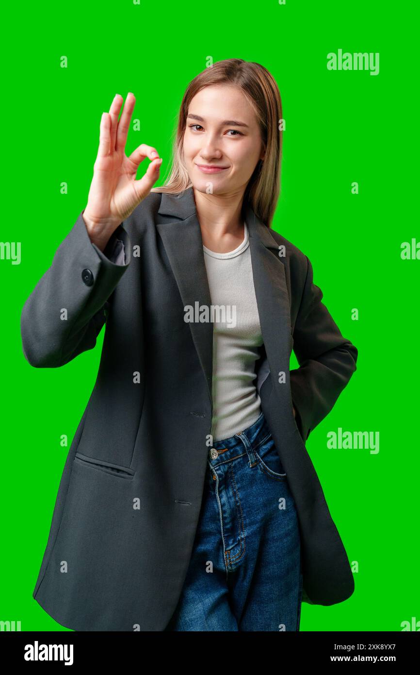 Okay hand sign green screen hi-res stock photography and images - Alamy