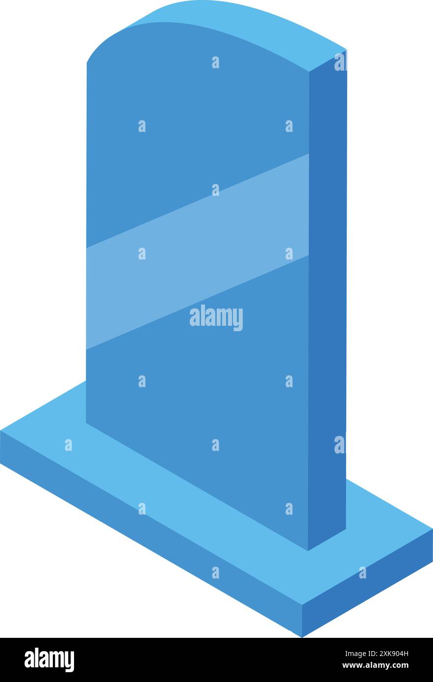Blank blue headstone is standing on a cemetery, representing death and ...