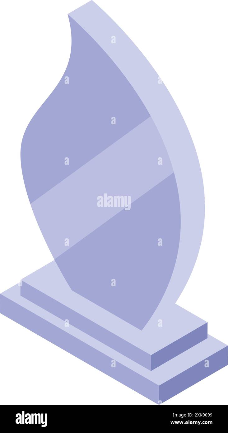 Modern blank memorial tombstone standing on two steps, isolated on a ...