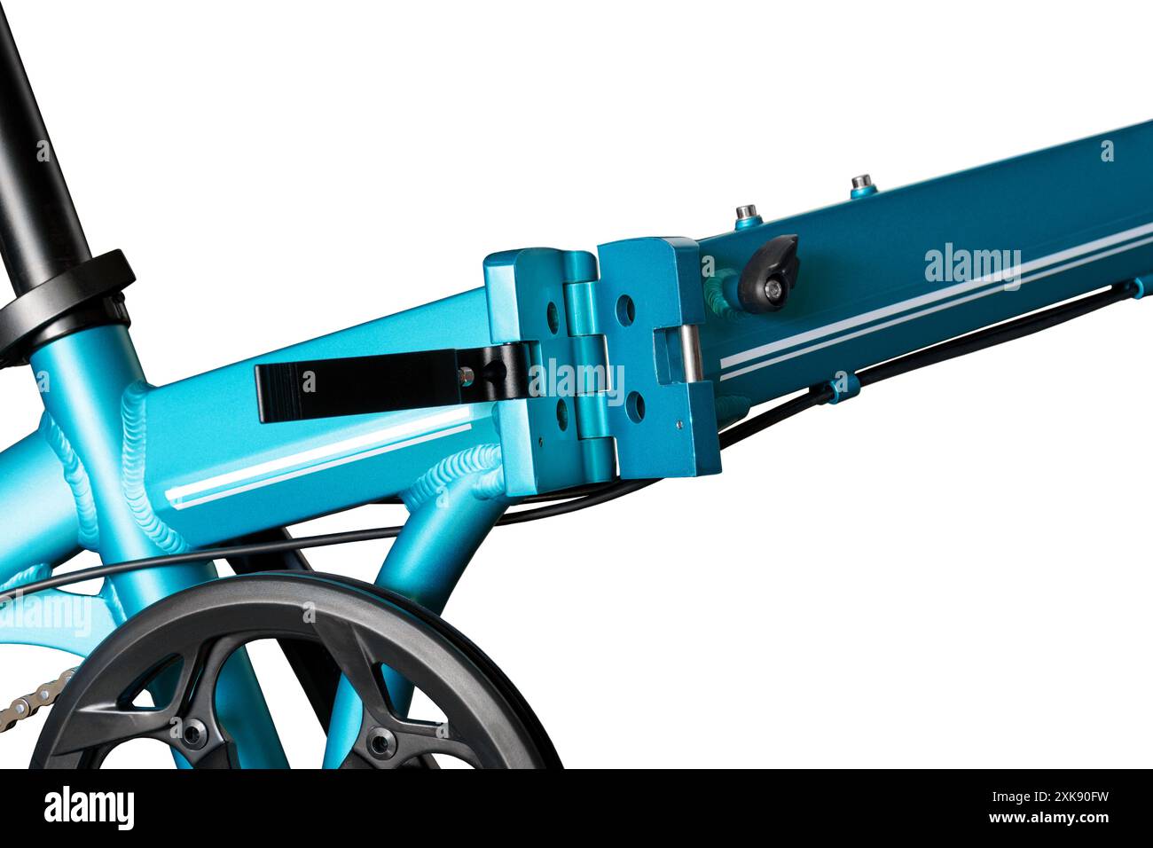 Folding bicycle frame. Close-up. Isolated on white background Stock ...