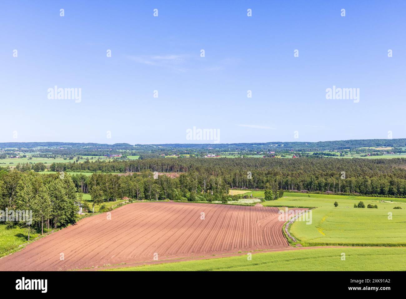 Aerial view at the landscape to the horizon Stock Photo - Alamy