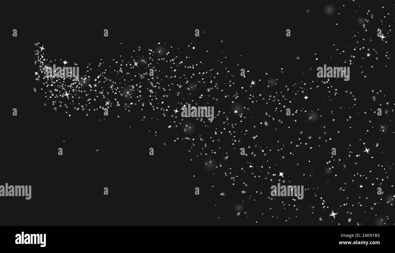 White shimmer with snow and star glitter. Magic dust with wind effect ...