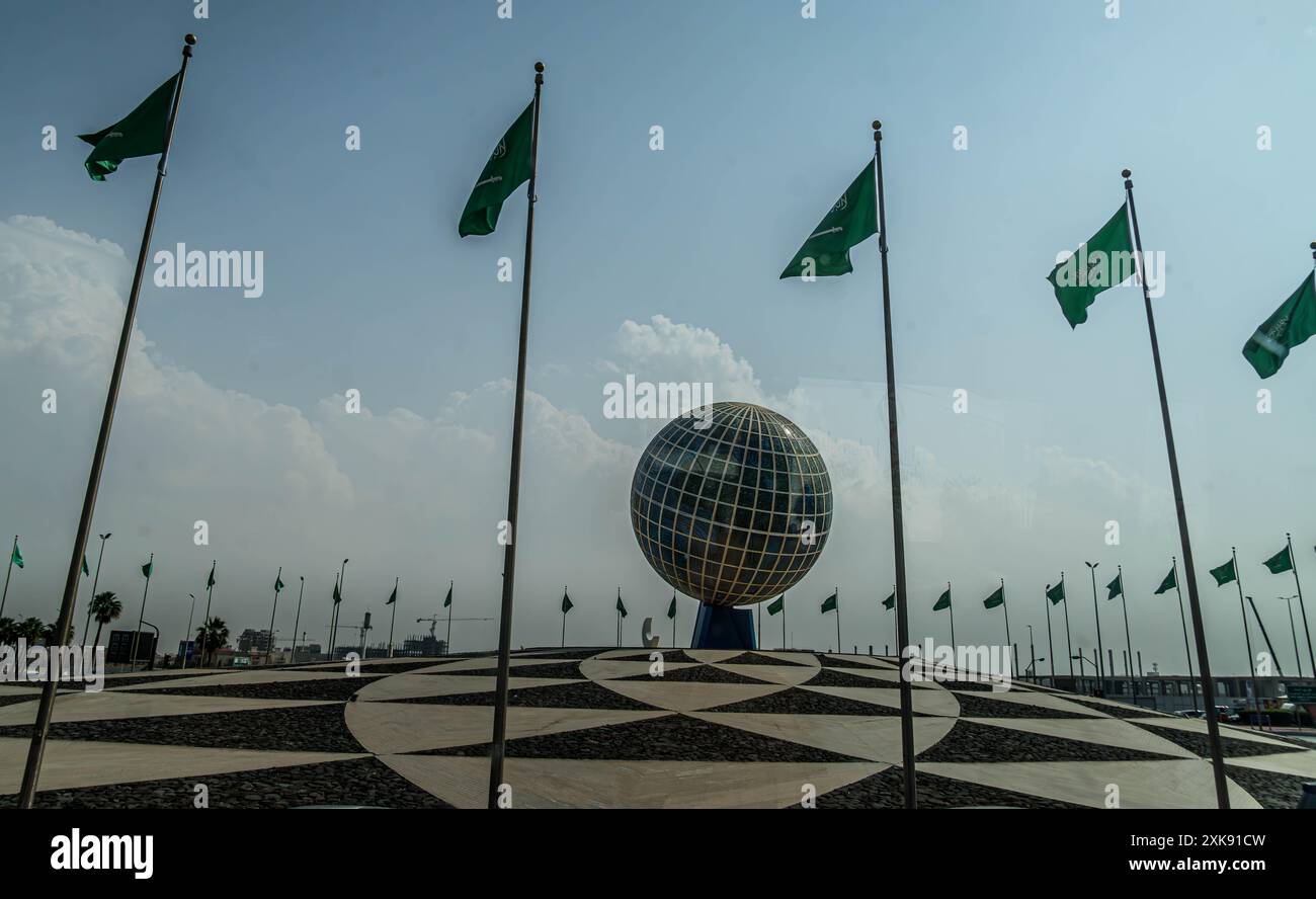 The Globe, a monument represents Earth in Jeddah, Saudi Arabia, with ...