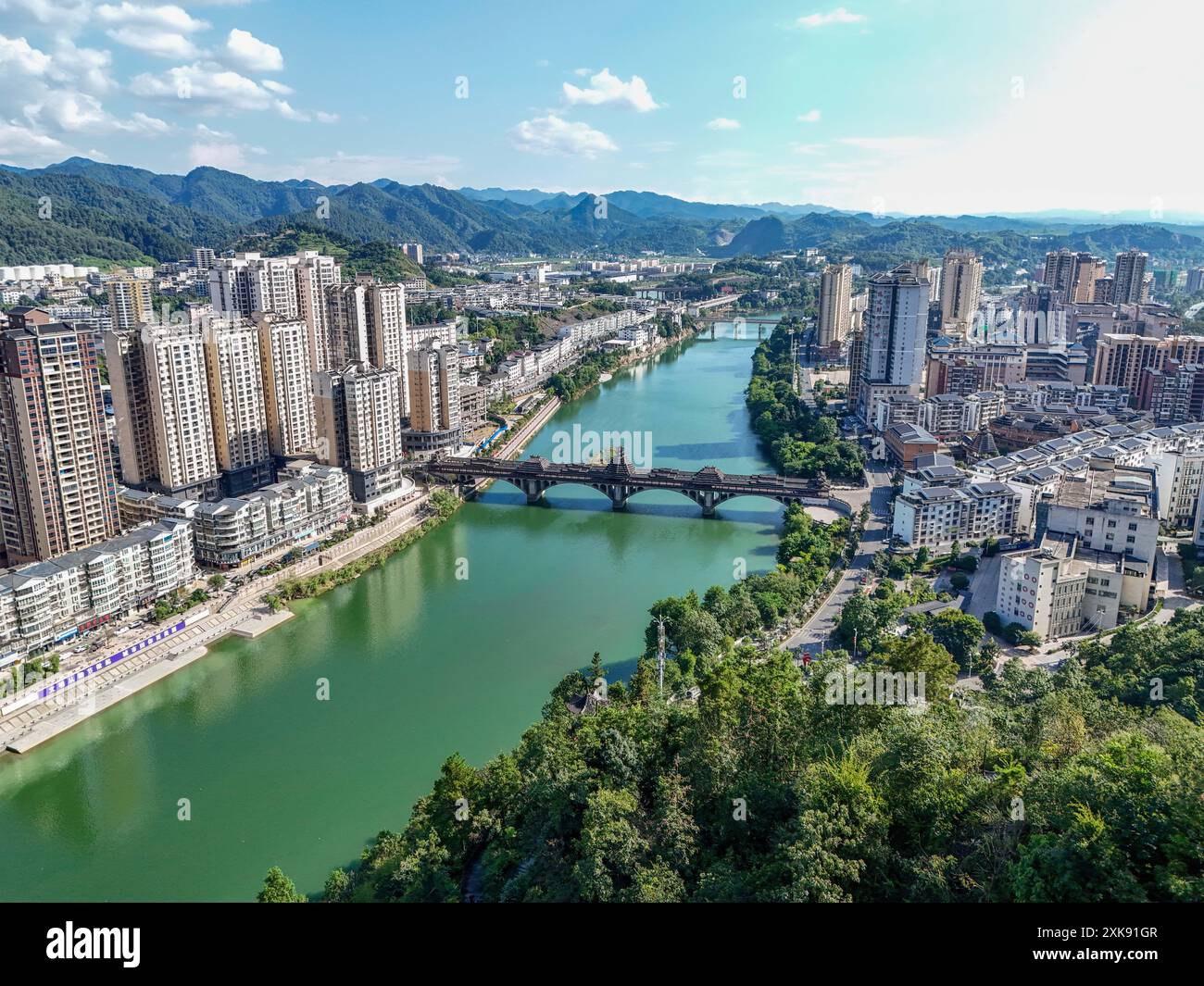 Yuping, China. 22nd July, 2024. An aerial photo is showing the Wind and ...