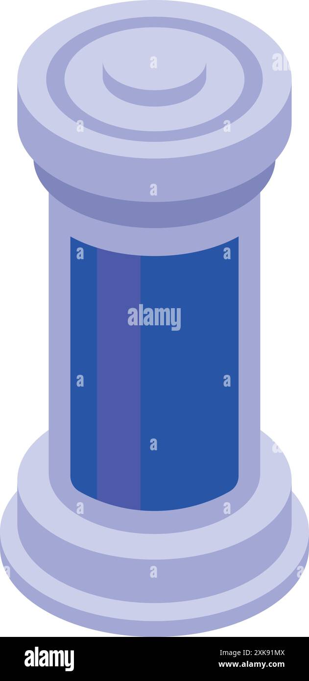 Magic column glowing with blue light isometric illustration isolated on ...