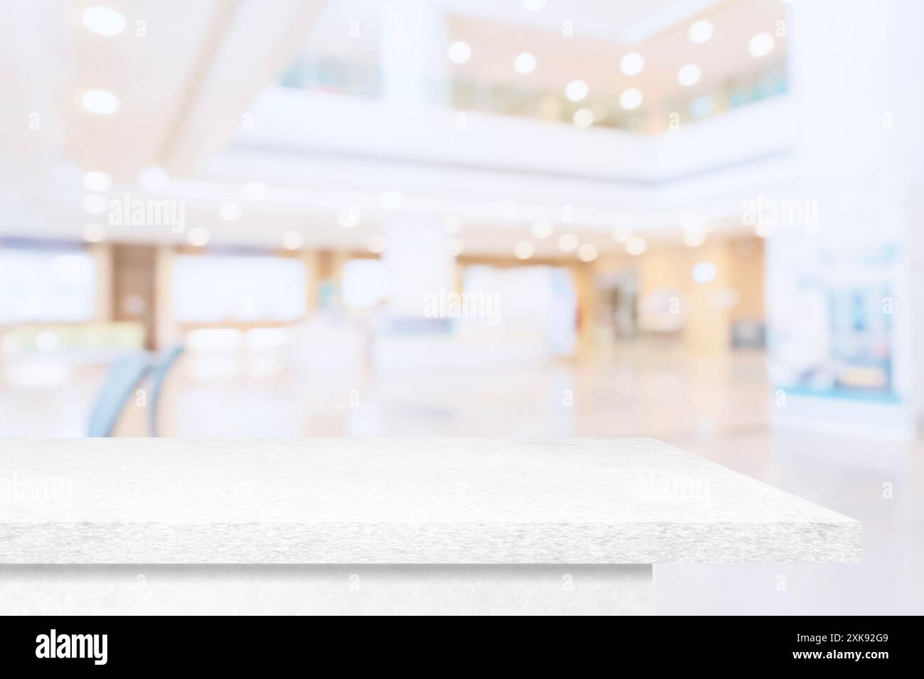 Empty Top Mable and wood table at hospital counter background. For ...