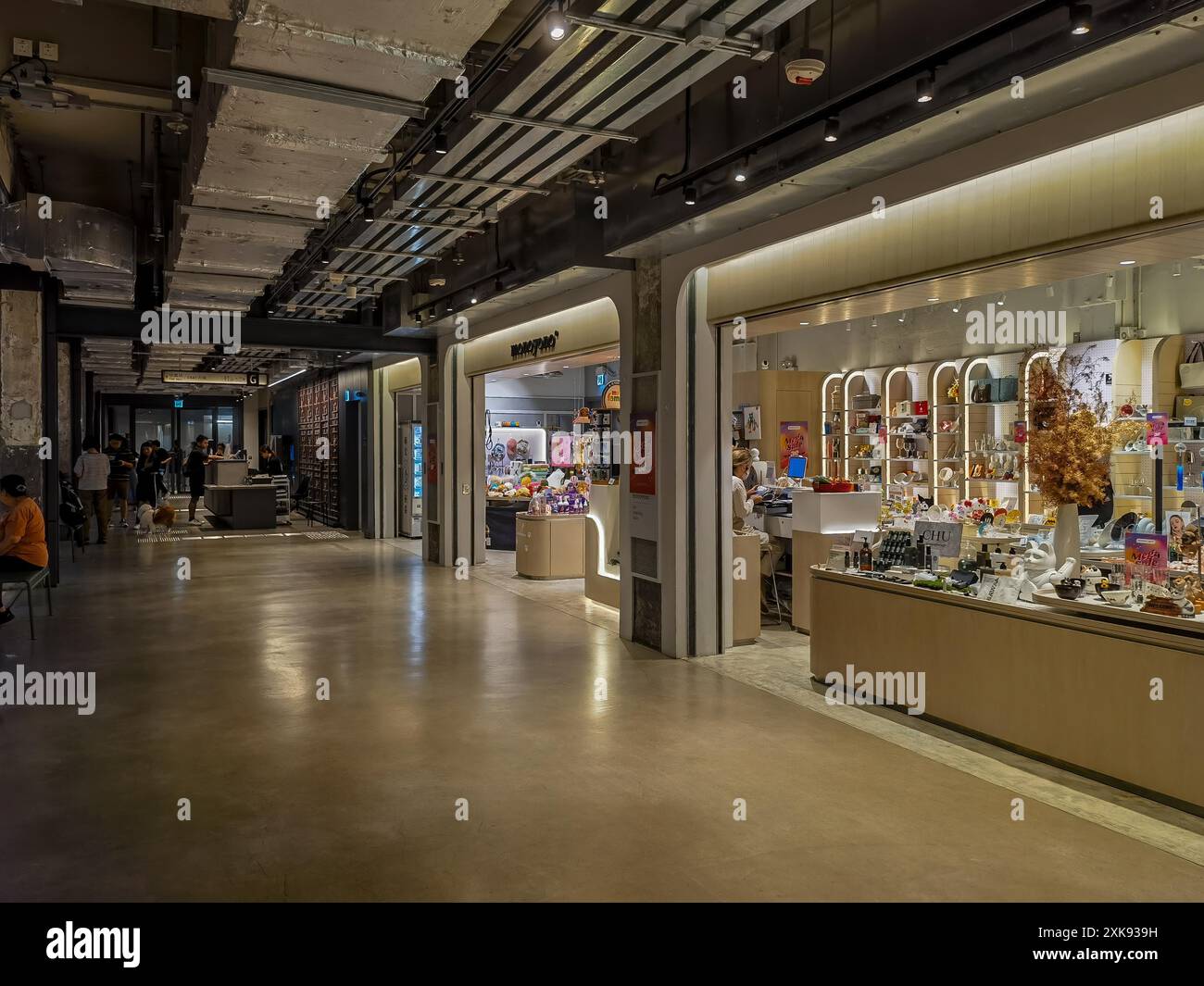 Hong Kong, China - July 21, 2024 : A modern shopping mall in Hong Kong, China, with exposed ...