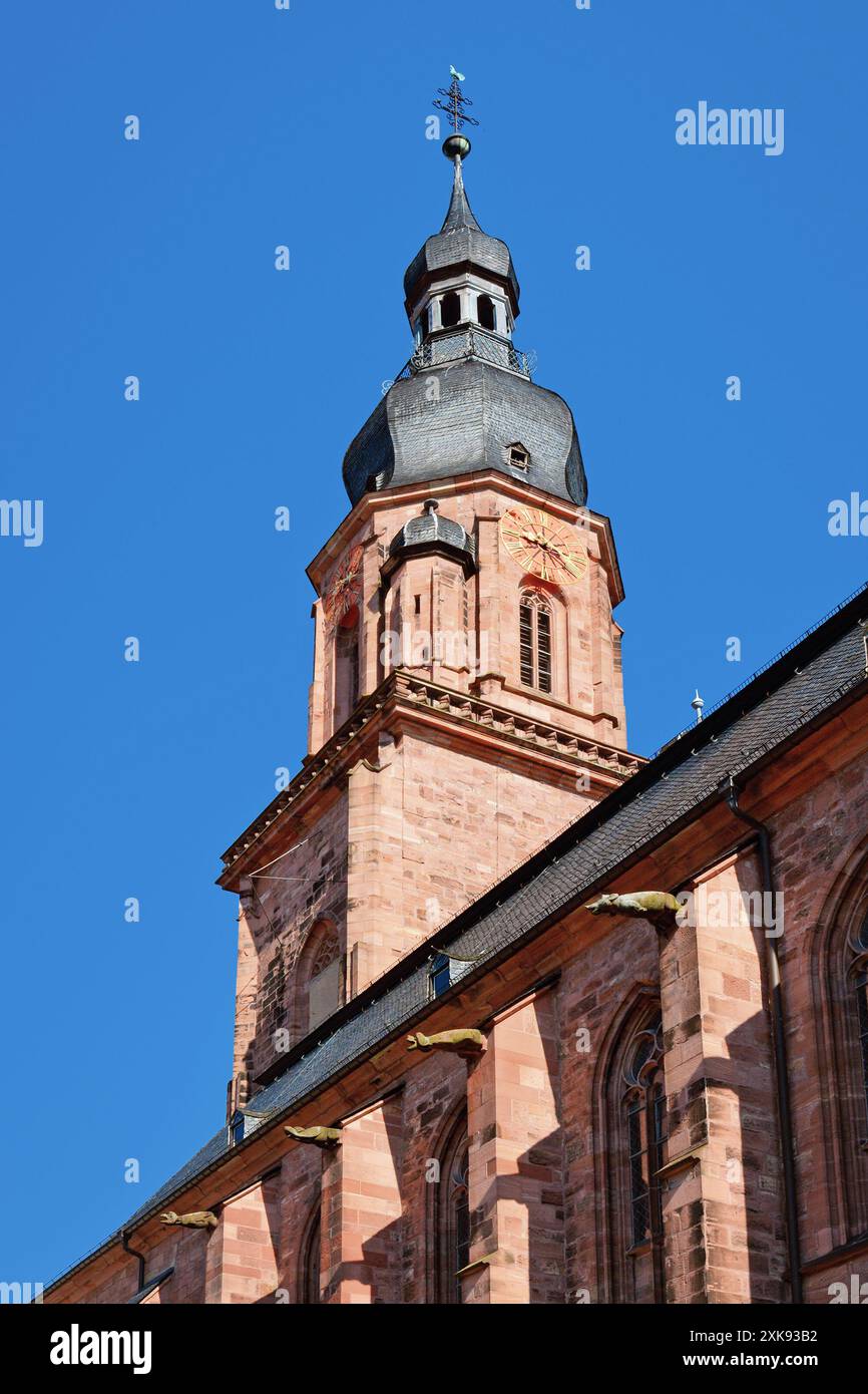 Heidelberg, Germany - June 28th 2024: Tower of most famous church in ...