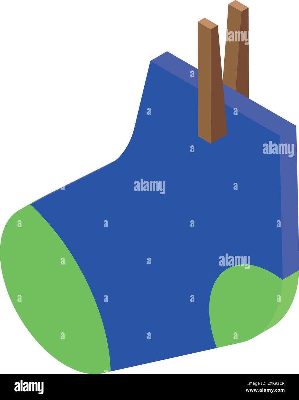 Blue and green baby sock hanging on clothesline with clothespins ...