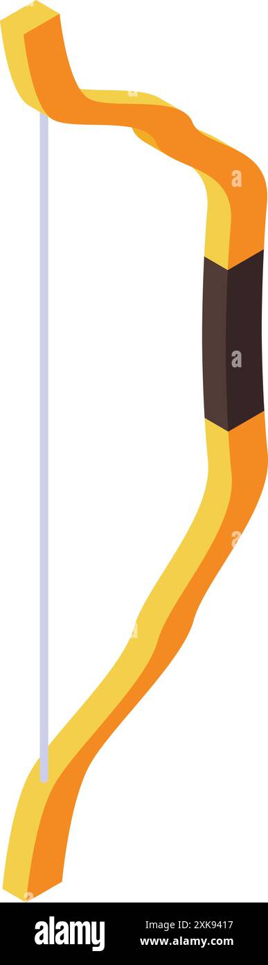 Wooden bow with string isometric illustration for game ui design Stock ...